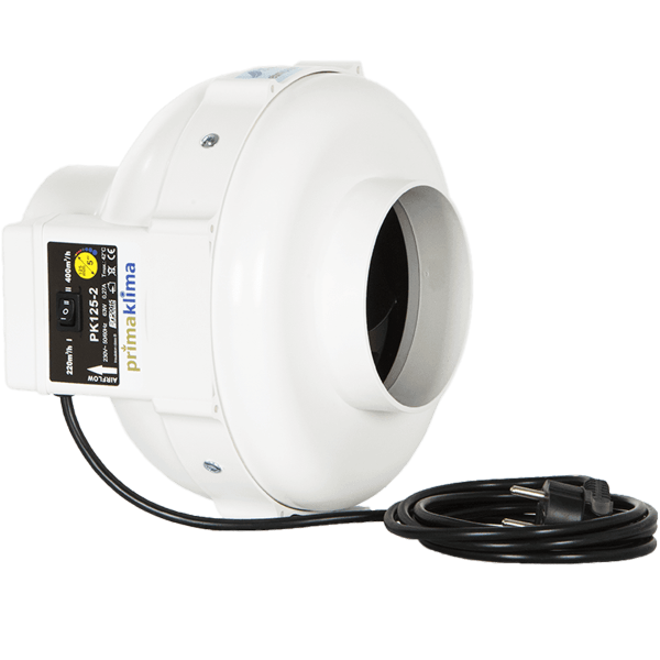 PK EC Radialventilator, 2 Stufig, Ø 125mm, 220 / 360 m³/h, inkl. Kabe